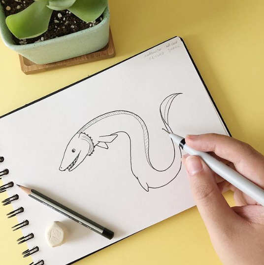 Inktober Day 13: Frilled shark – Hatchling Makes