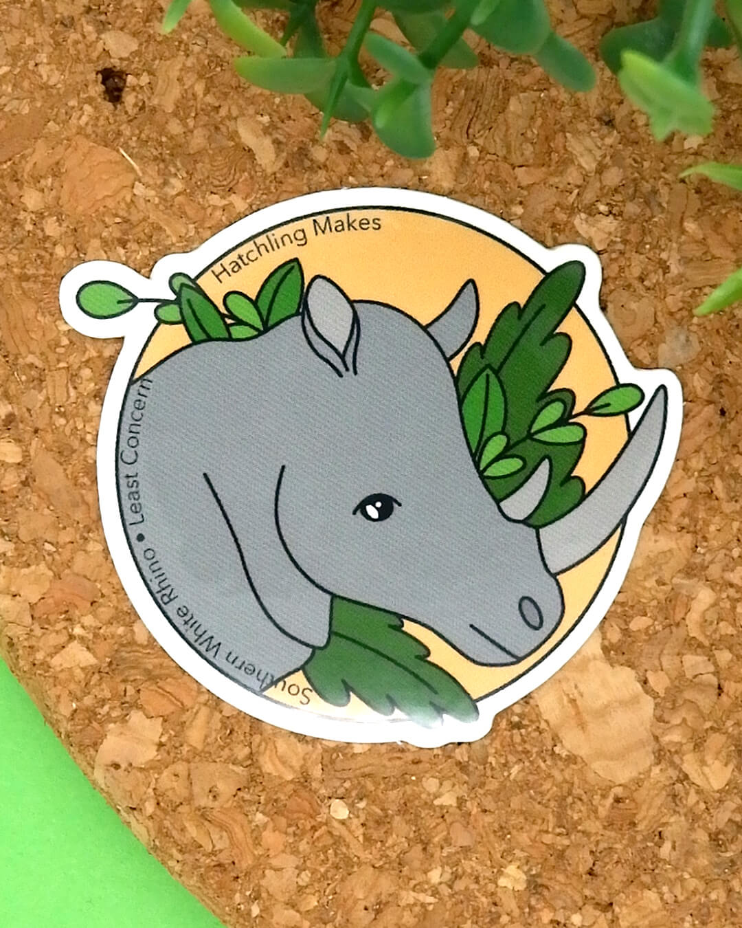 Southern White Rhino Mini Vinyl Sticker – Hatchling Makes