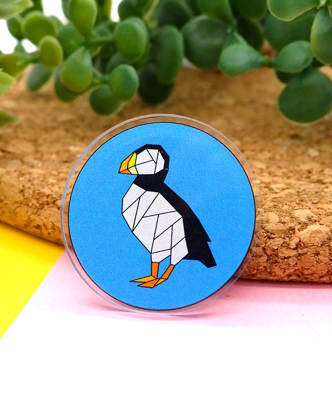 Puffin acrylic pin – Hatchling Makes